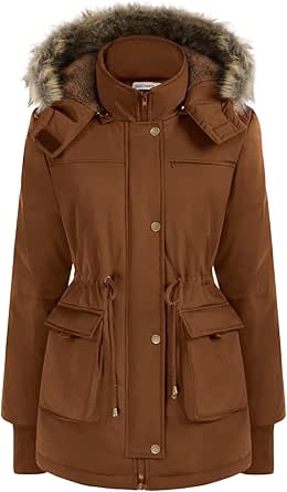 Amazon.com: GRACE KARIN Women's Hooded Winter Coat Plus Size Fleece Drawstring Parka Jacket ...