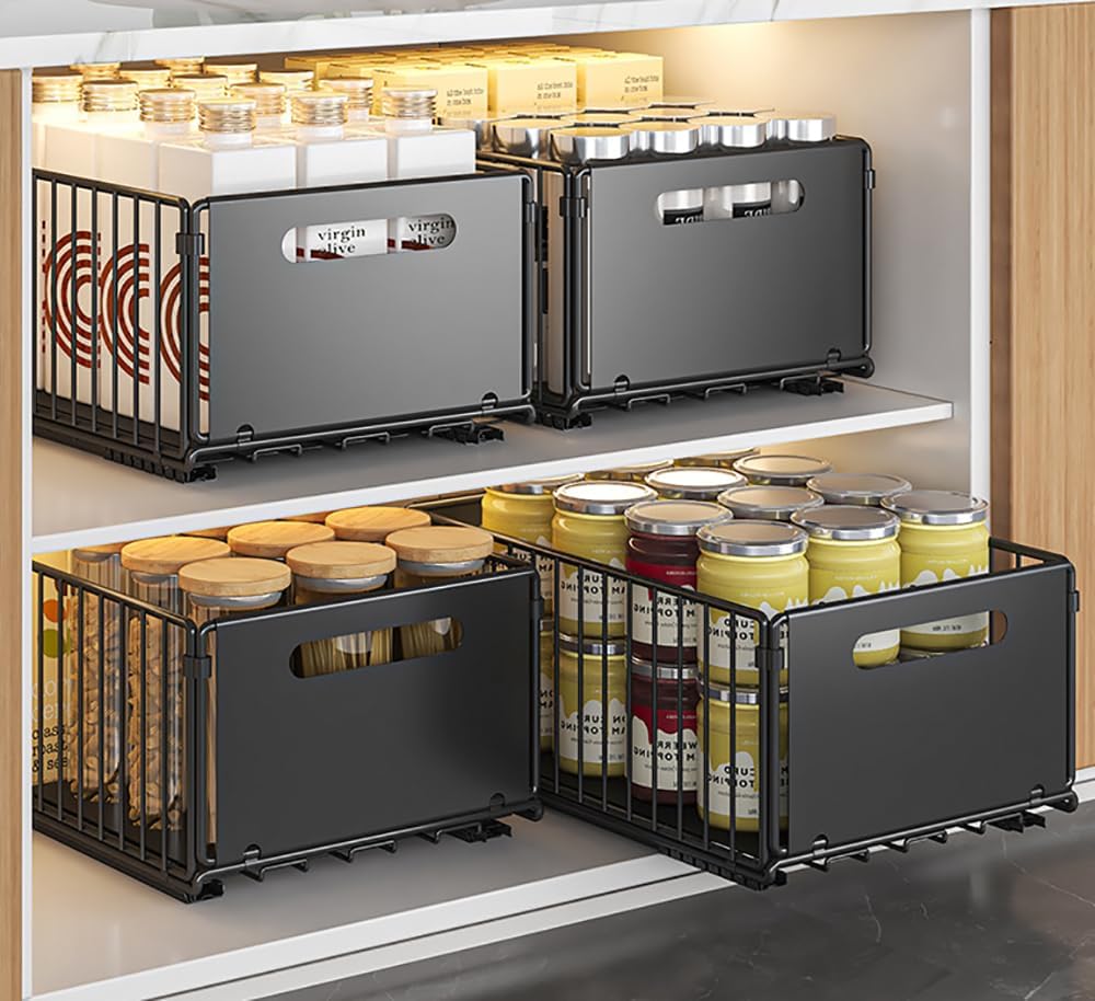 YunNasi Pull Out Cabinet Organizer Slide Out Drawer Storage Shelves ...