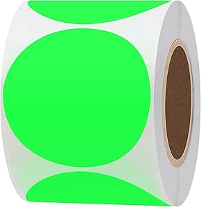 Hylabelest Fluorescent Green Round Stickers 2 Inch Color Coding Dots ...