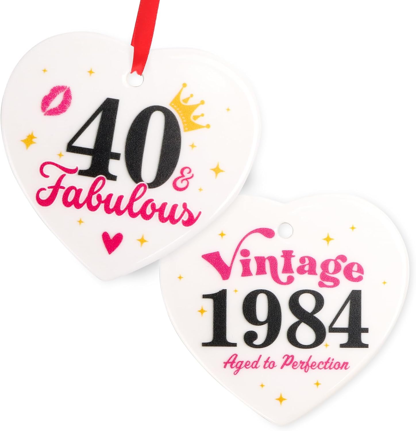 GEBETTER 40th Birthday Gift Ceramic Heart Plaque Vintage 1984 - 40 ...