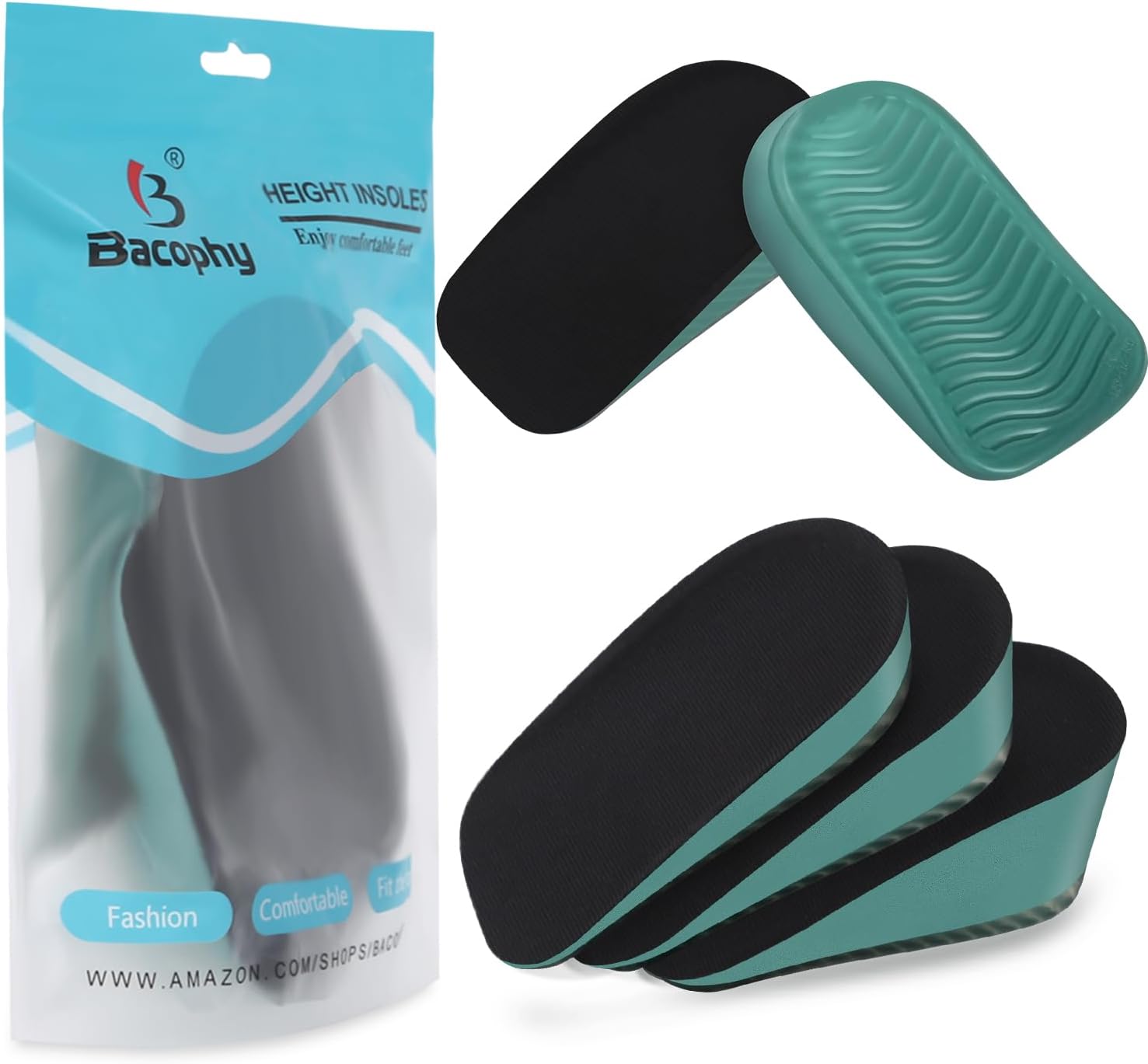 Amazon.com: Bacophy Height Increase Insoles 2CM/3CM/4CM 1 Pair for Men ...