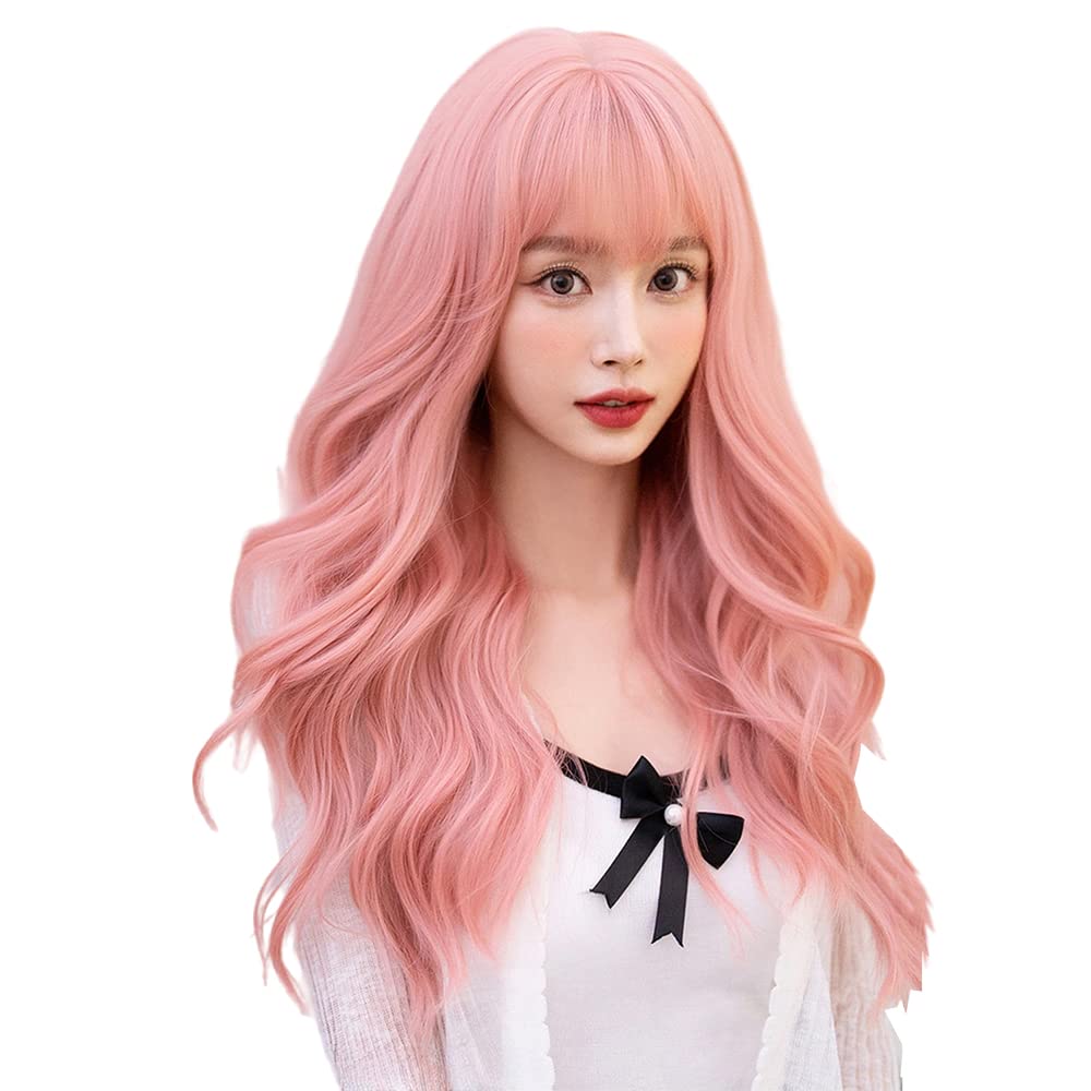 Amazon.com : osseoca Girls Lolita Wig Pink Orange Hair 62cm 24inch ...