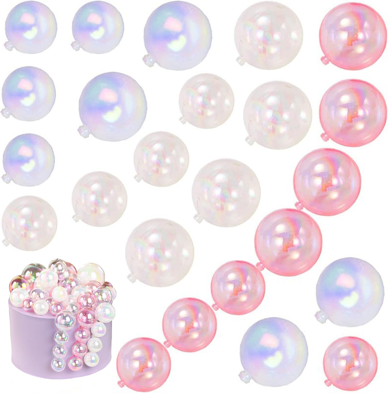 Amazon.com: 24 Pcs Balls Cake Toppers Bubble Balls Cupcake Cake Insert ...