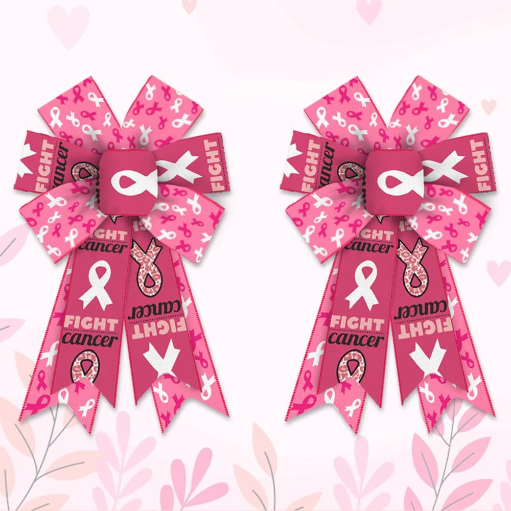 Amazon.com: Threetols 2pcs Breast Cancer Awareness Wreath Bows, Fight ...