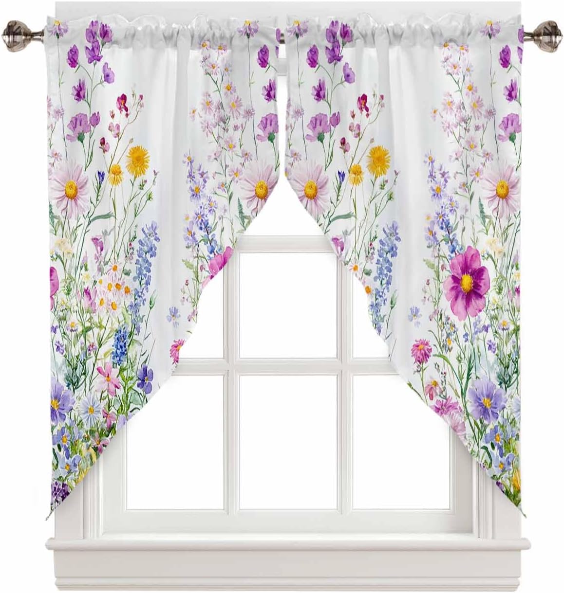 Amazon.com: Jeomia Flowers Spring Valances for Windows, Pastoral Pink ...
