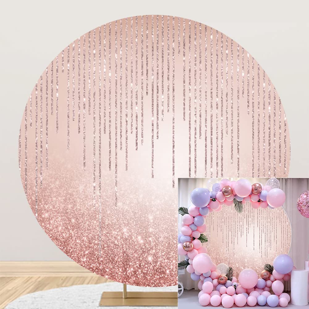 Amazon.com : OERJU 7.2x7.2ft Rose Gold Round Backdrop Luxurious Pink ...