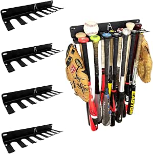 Amazon.com: IRON AMERICAN Baseball Bat Storage Rack - Wall Mounted ...