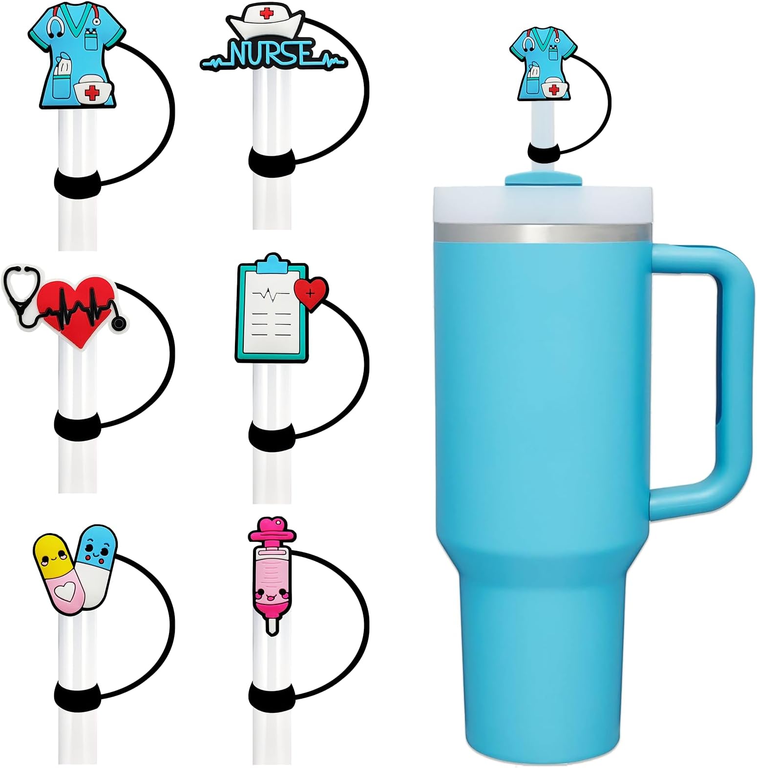 Amazon.com: 18PCS Straw Cover Cap, Cute Medical Straw Cover for Stanley ...