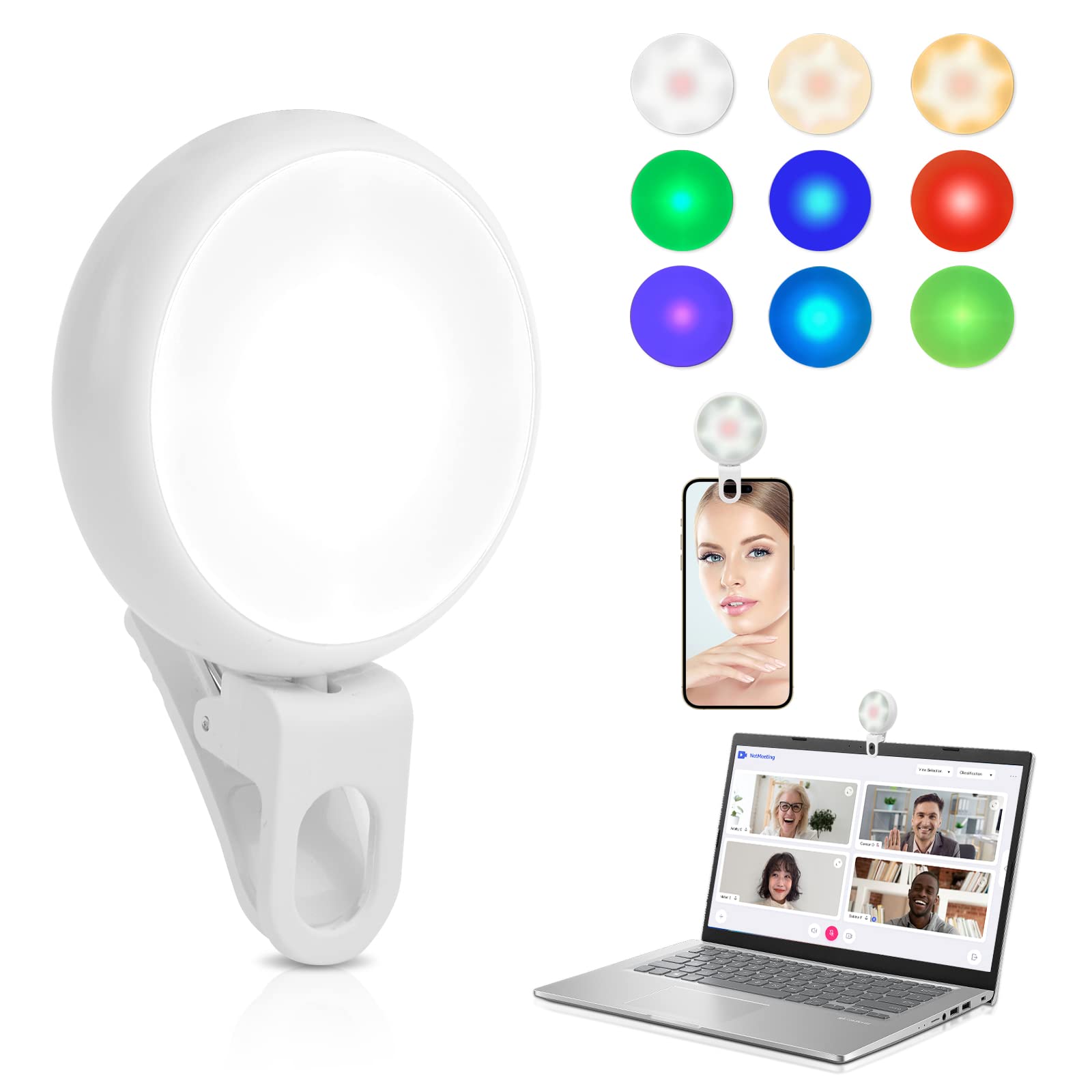 Amazon.com: Zwzasm Selfie Clip on Ring Light Rechargeable Selfie Ring ...