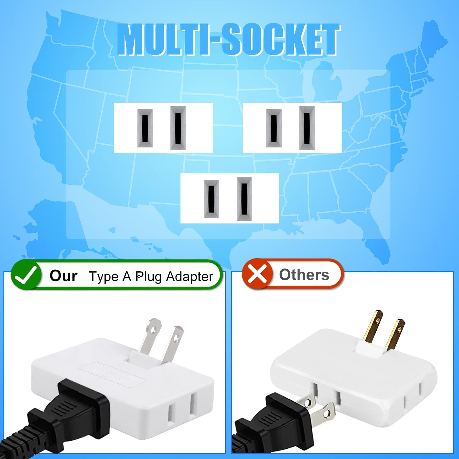 Snapklik.com : 6 Pack AC Flat Wall Outlet Extender Flat Plug Adapter ...