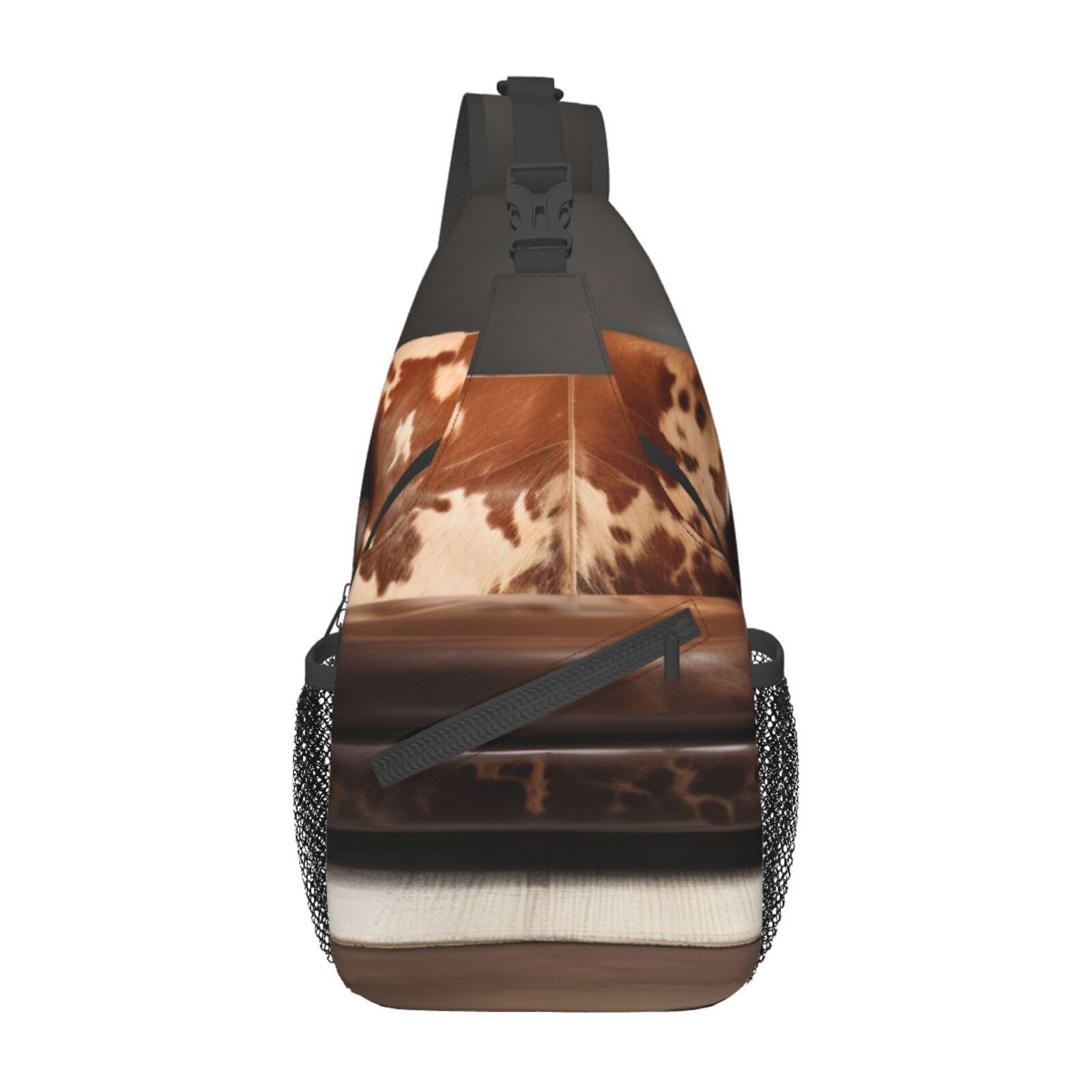 Amazon.com | ZISHAK Brown Cowhides Unisex Casual Diagonal Chest Bag ...
