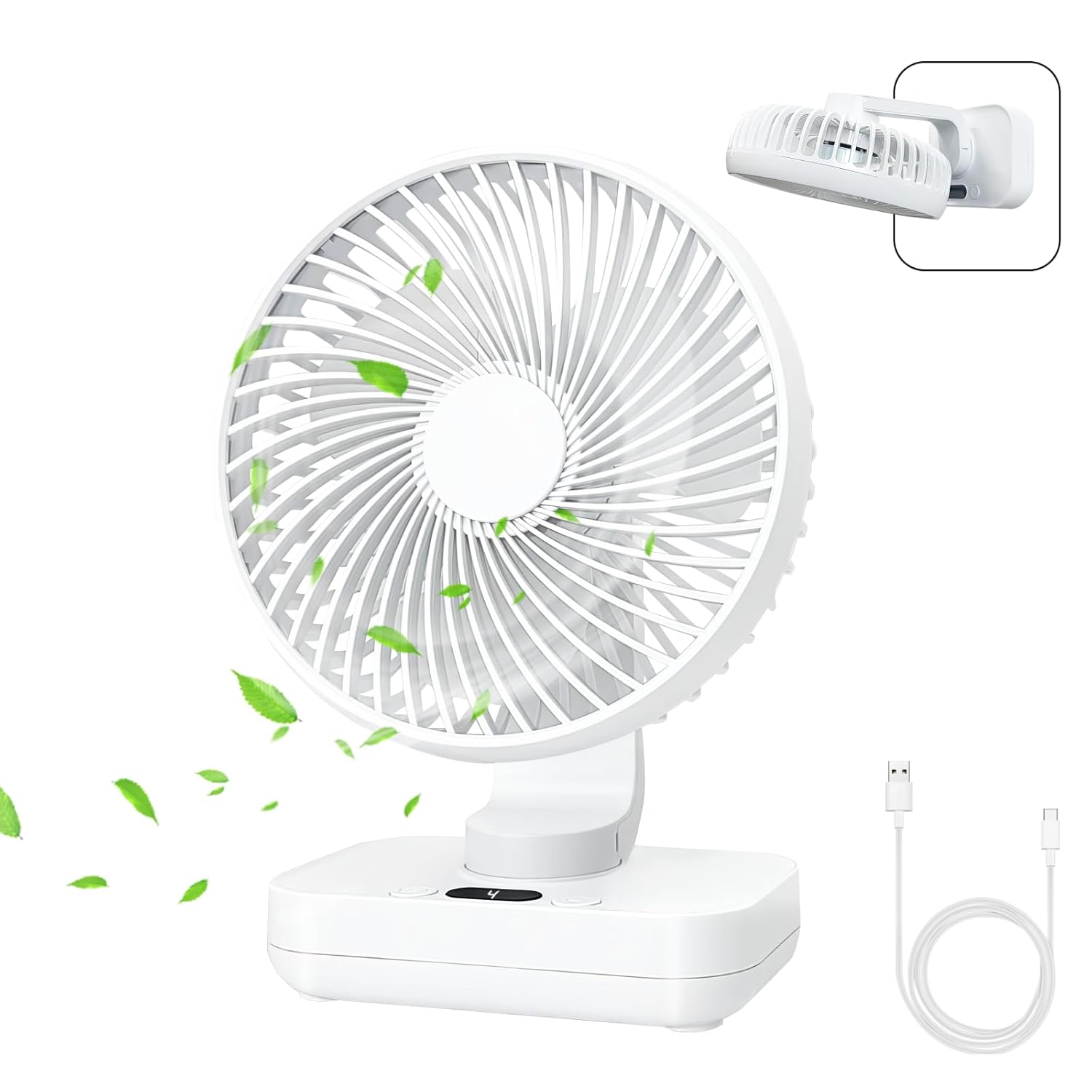 MERTTURM USB Desk Fan, Mini Portable Cooling Table Fan with 4 Speeds ...