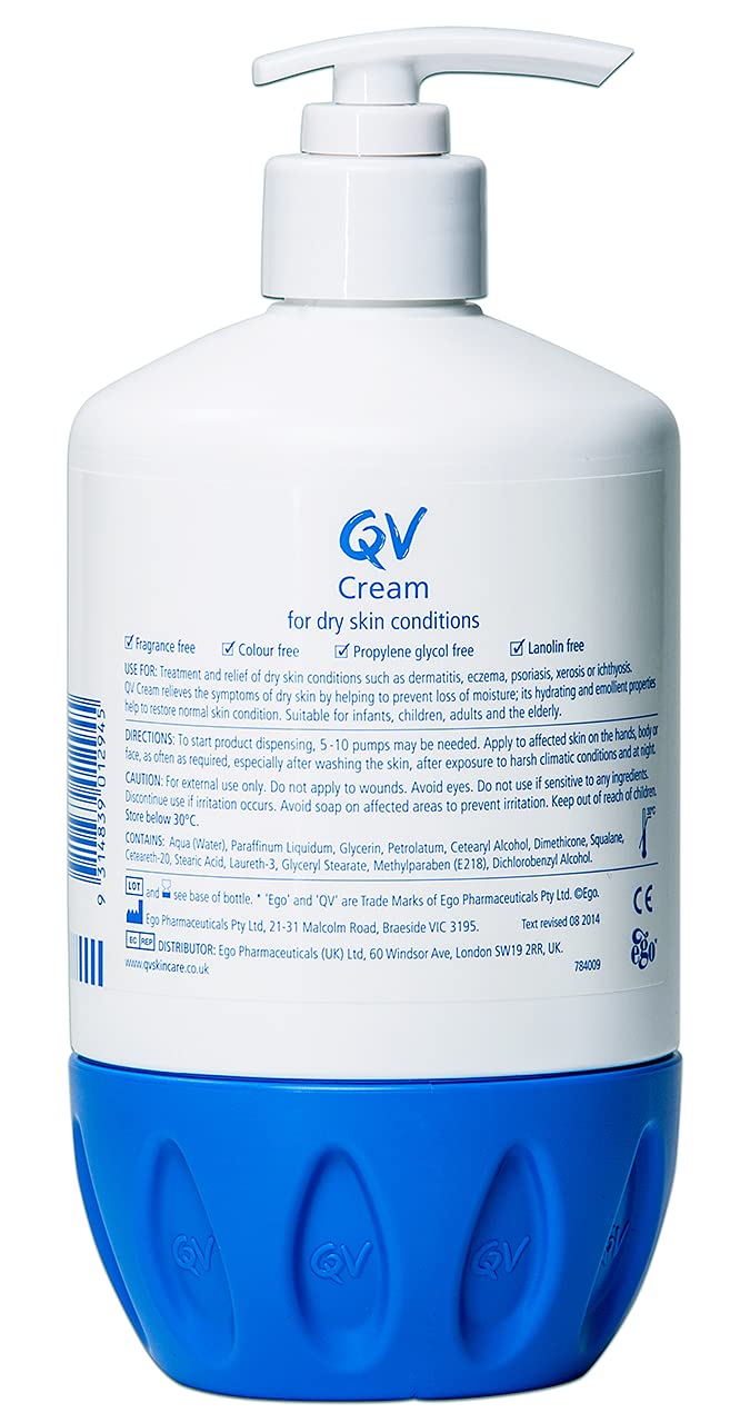 QV Cream with Glycerin - 500g Pump, 24 Hour Moisturisation, Ideal for ...