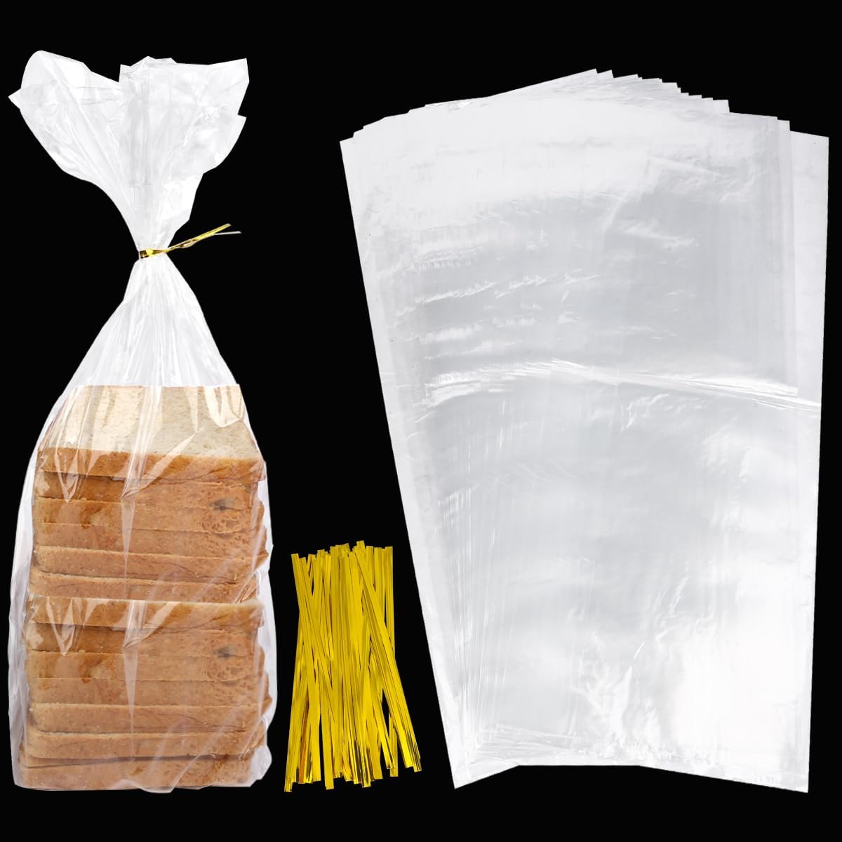 Amazon.com: Reusable Plastic Bread Bags with Ties, 100pcs - 18x4x8 ...
