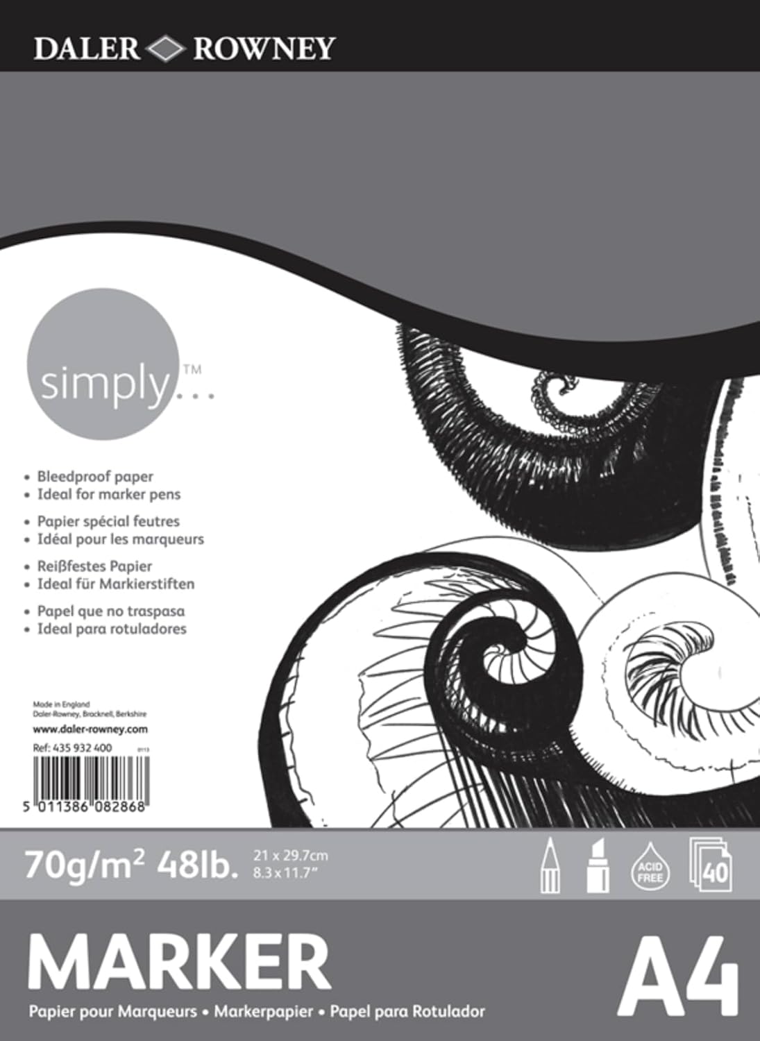 Amazon.com: Daler-Rowney Simply Smooth Surface 70gsm A4 Marker Paper ...