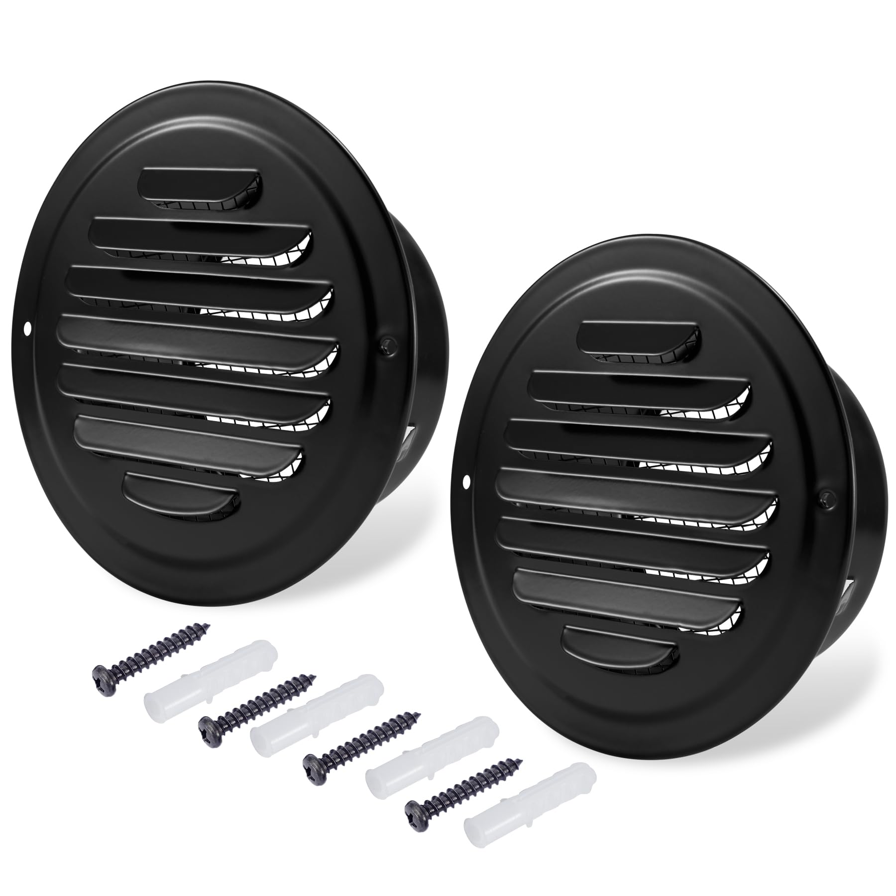 6 Inch Round Soffit Vent Cover, FocuVenHom Black Stainless Steel Wall ...