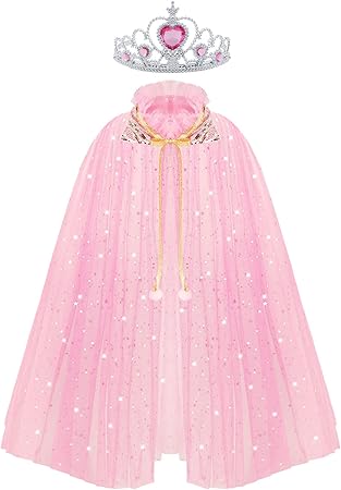 ACWOO Princess Cape for Girls, Colorful Princess Cloak with Crown ...