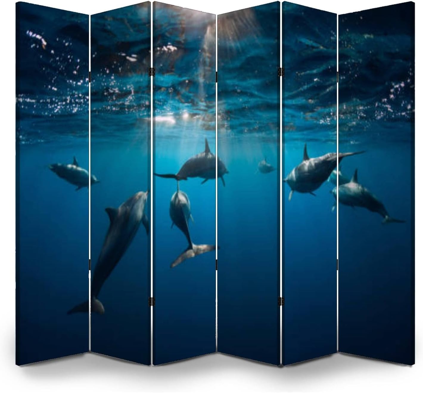 Amazon.com - Wood Screen Room Divider Spinner Dolphins Underwater Blue ...