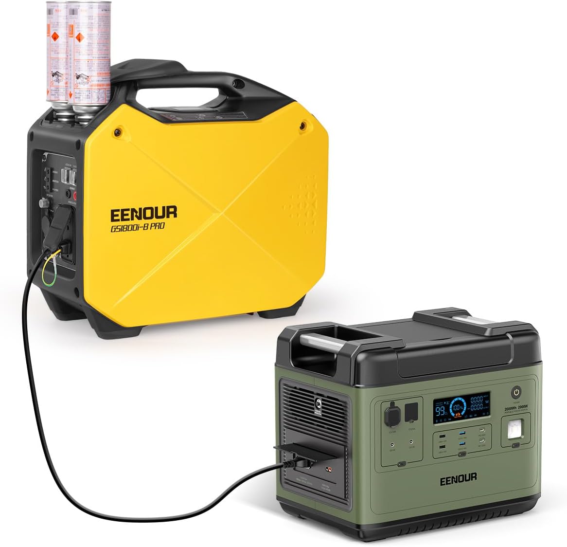 Amazon.co.jp: EENOUR ポータブル電源 P2001 インバーター発電機 GS1800i-B PRO 2点セット 大容量ポータブル電源 2000Wh リン酸鉄リチウム電池採用 ...