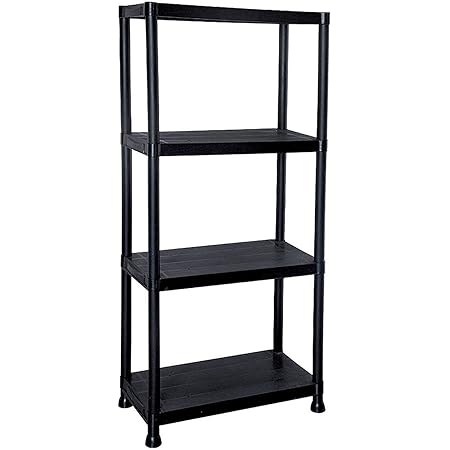 Oypla 3 Tier Black Plastic Heavy Duty Shelving Racking Storage Unit ...