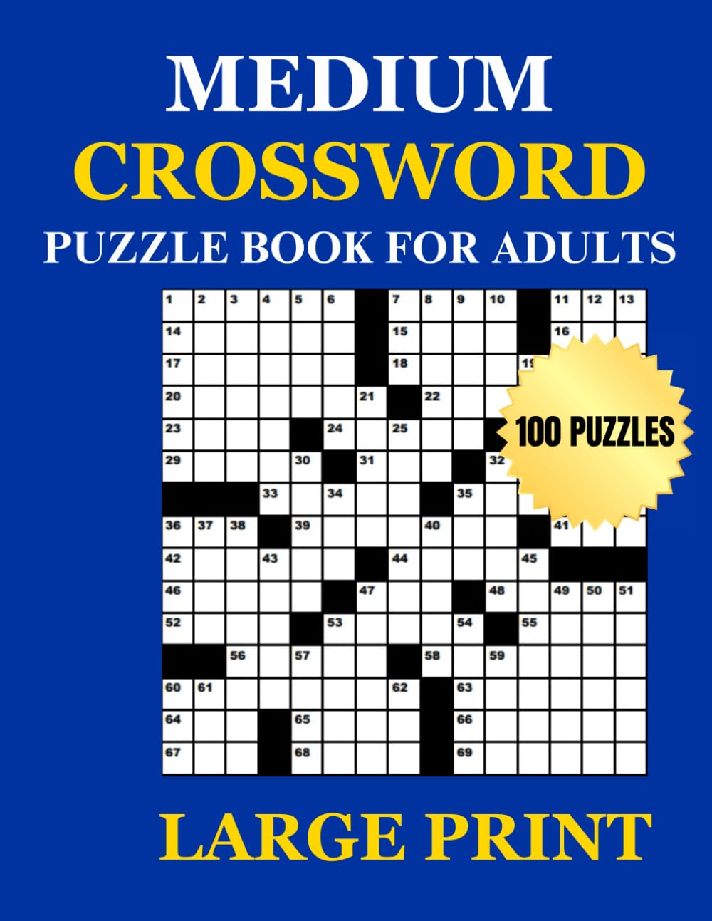Medium Crossword Puzzle books for Adults: 100 Large Print puzzles: Easy ...