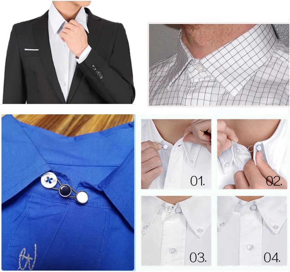 12 Pieces Collar Extenders,Elastic Button Extender,Elastic Metal Button ...