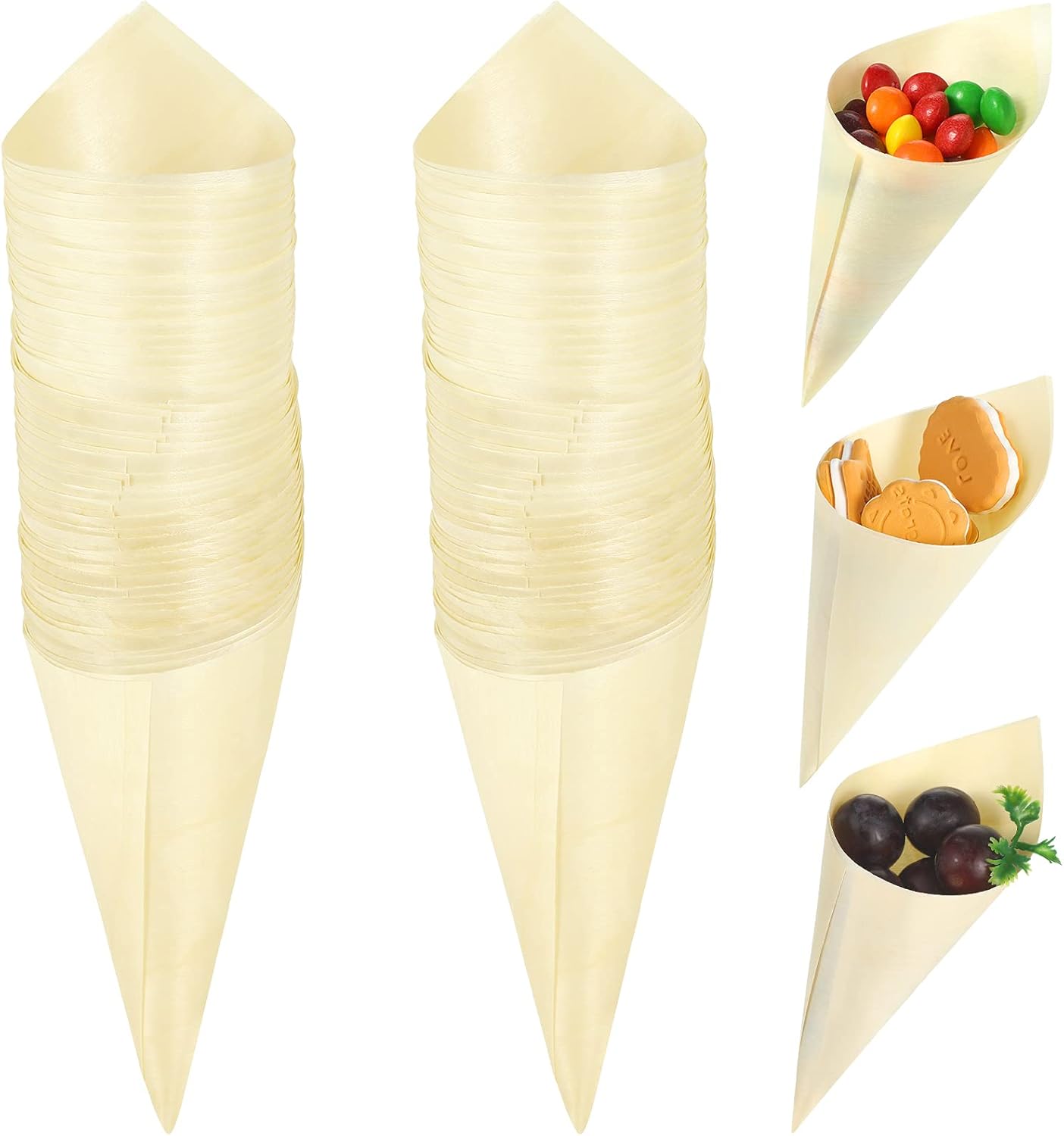 Amazon.com: Wood Tasting Cone Disposable Wooden Cone Serving and ...