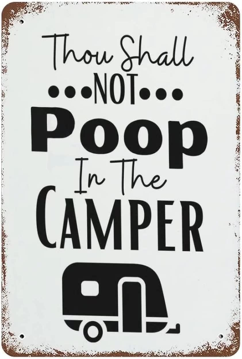 Amazon.com: Creative Tin Sign Thou Shall Not Poop In The Camper Funny ...