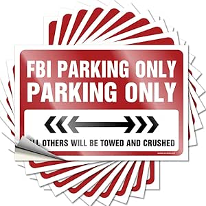 Amazon.com - Bumper Sticker FBI Parking Only Funny Sticker 10 Pcs Car ...