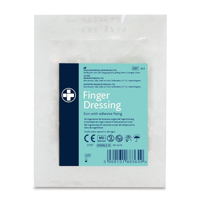 Reliance Medical Large Finger Dressing with Adhesive Fixing - Ideal for ...