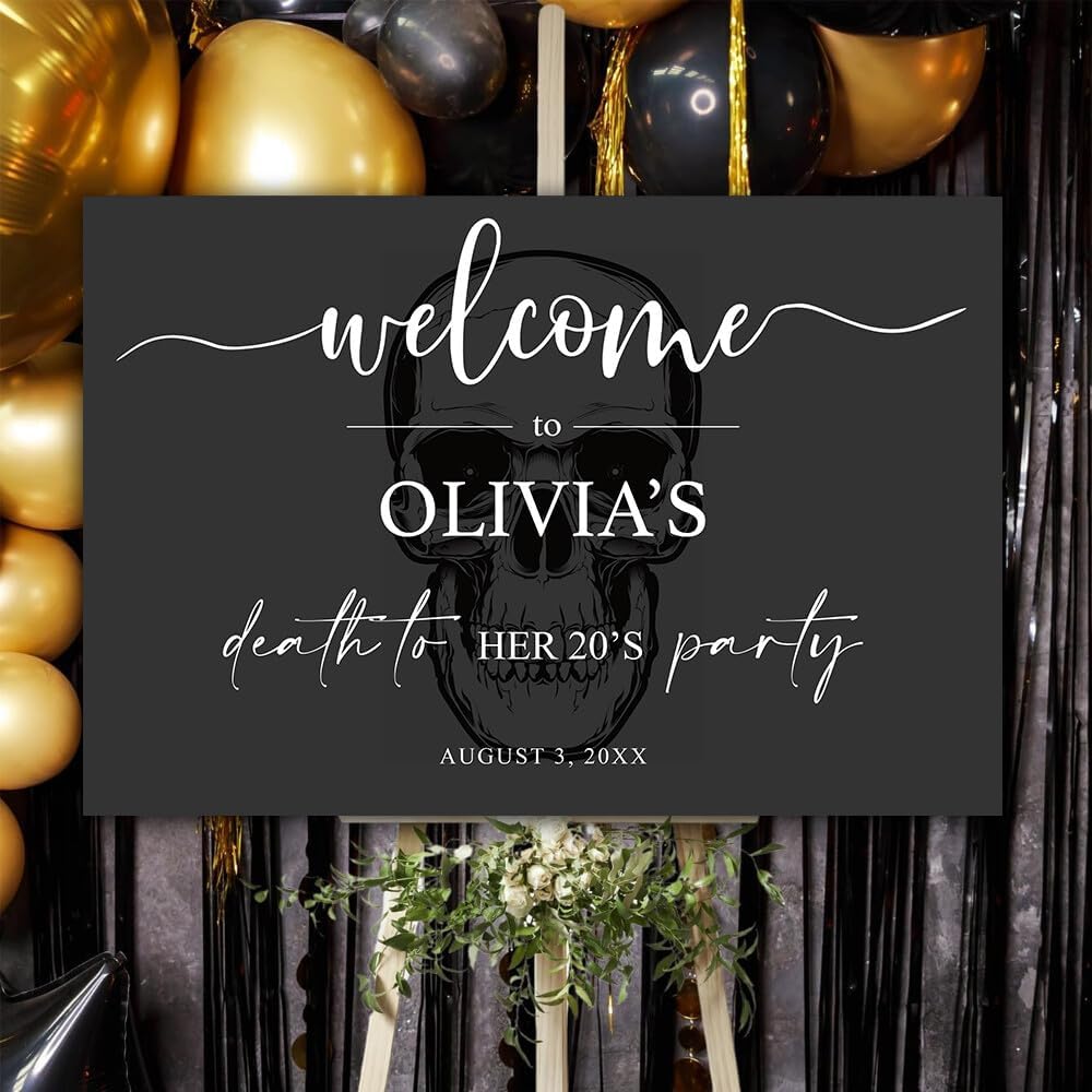 Amazon.com: Personalized Death to My 20s Party Welcome Sign, Funeral ...