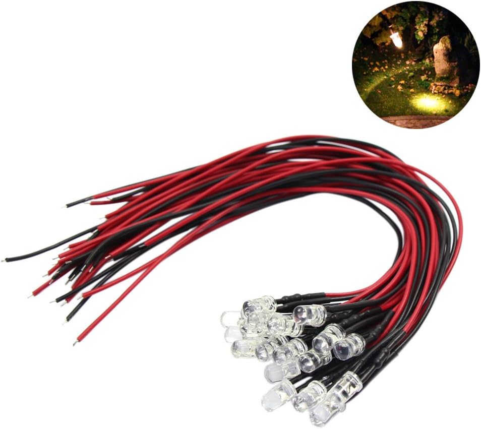 Evemodel L125WM 20pcs Pre Wired 5mm WARM White Led Lamp Light Set 12V ...