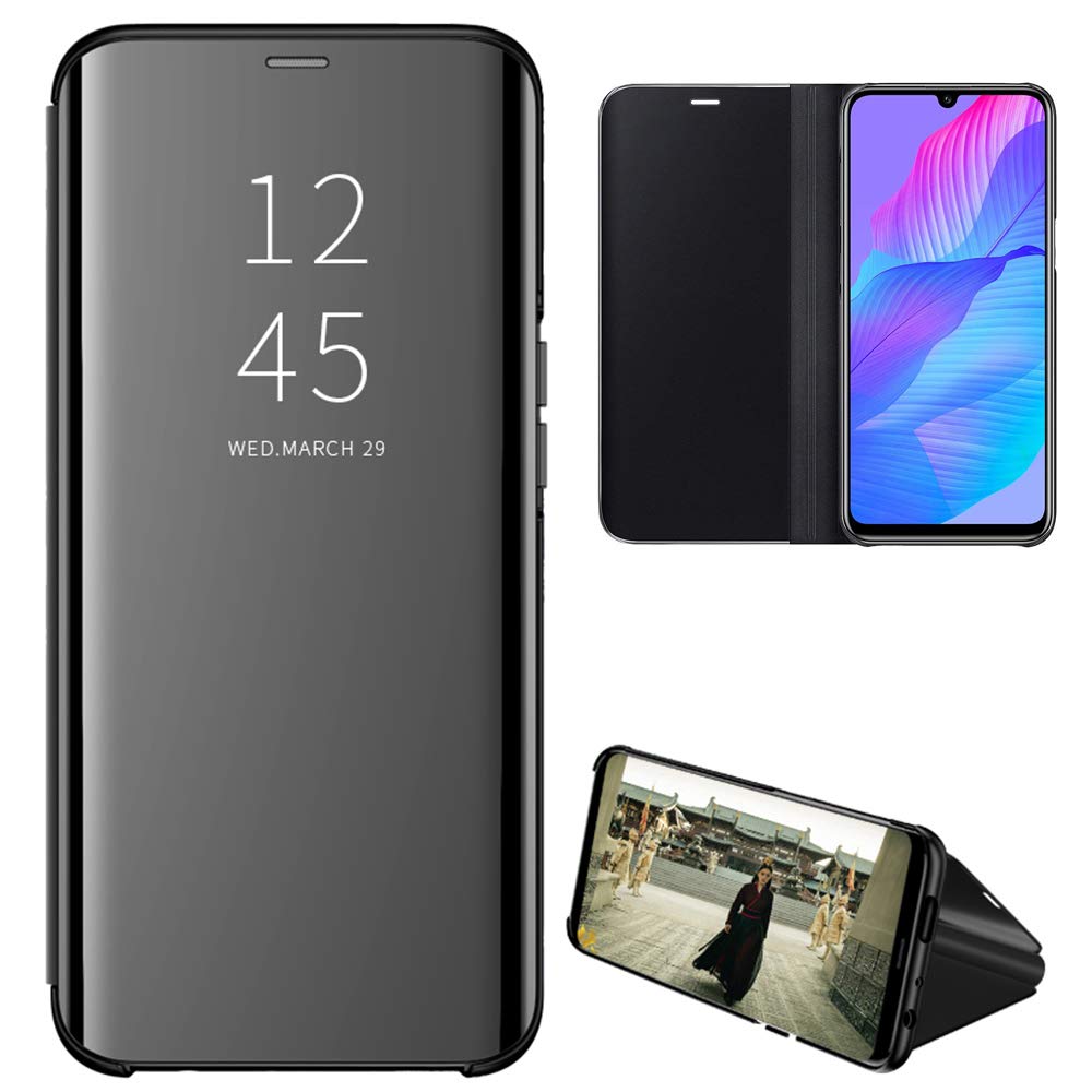 Eabhulie Huawei Y8P Case, Mirror Plating Hard PC +PU Leather Semi ...