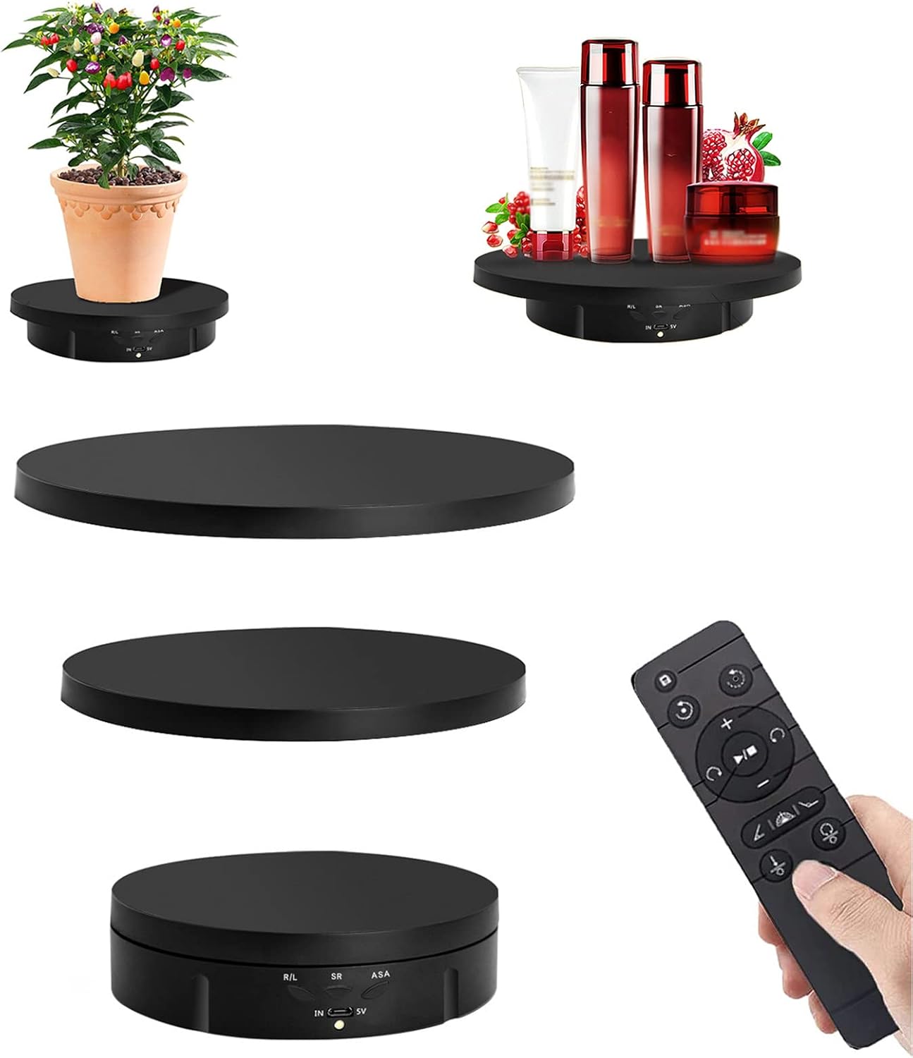 Amazon.com: Black Electric Rotating Turntable, 3 in 1 Rotating Display ...