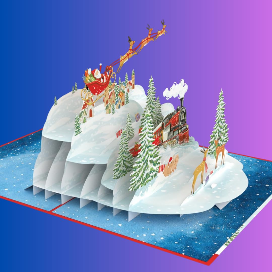 Three Dee Cards – Christmas Train in forest 3D Special Pop Up Greeting ...