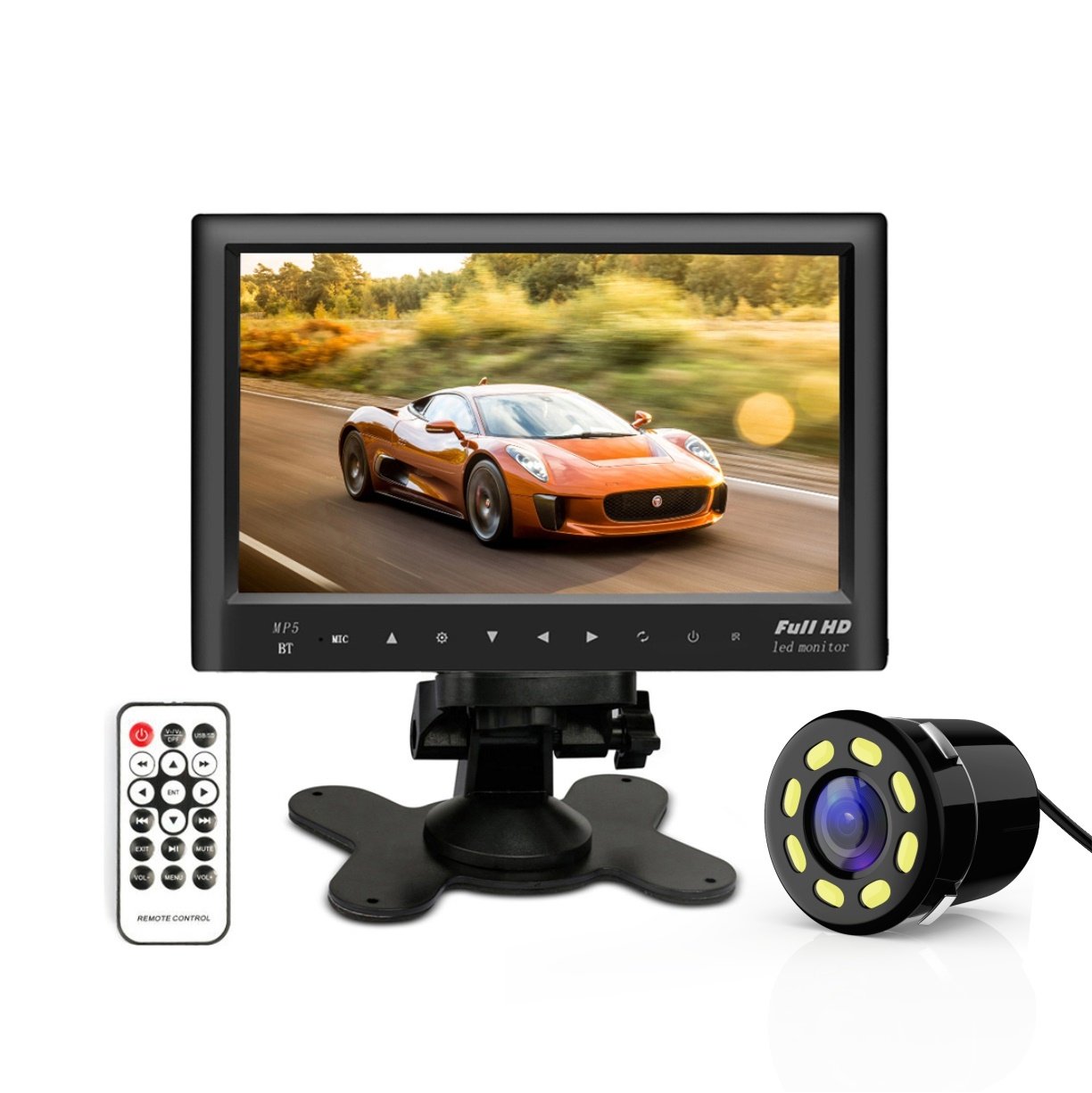 WOODMAN WM_DASH Bluetooth 7" Car Rear View Monitor Slim Dashboard ...