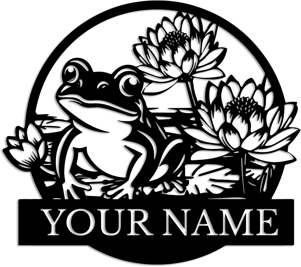 Kissesuu Custom Frog Metal Wall Sign, Personalized Frog Name Sign, Frog ...