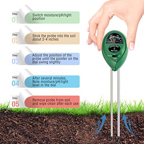Lorsoul 3-in-1 Digital PH Acidity Meter Multifunctional Soil Tester ...