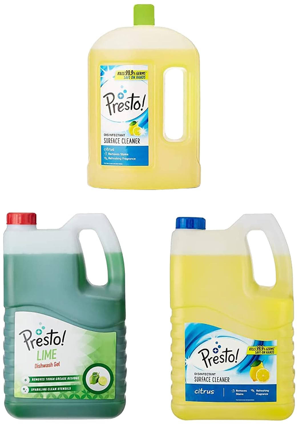 Amazon Brand - Presto! Dishwash Gel - 5 L (Lime) & Disinfectant Surface ...