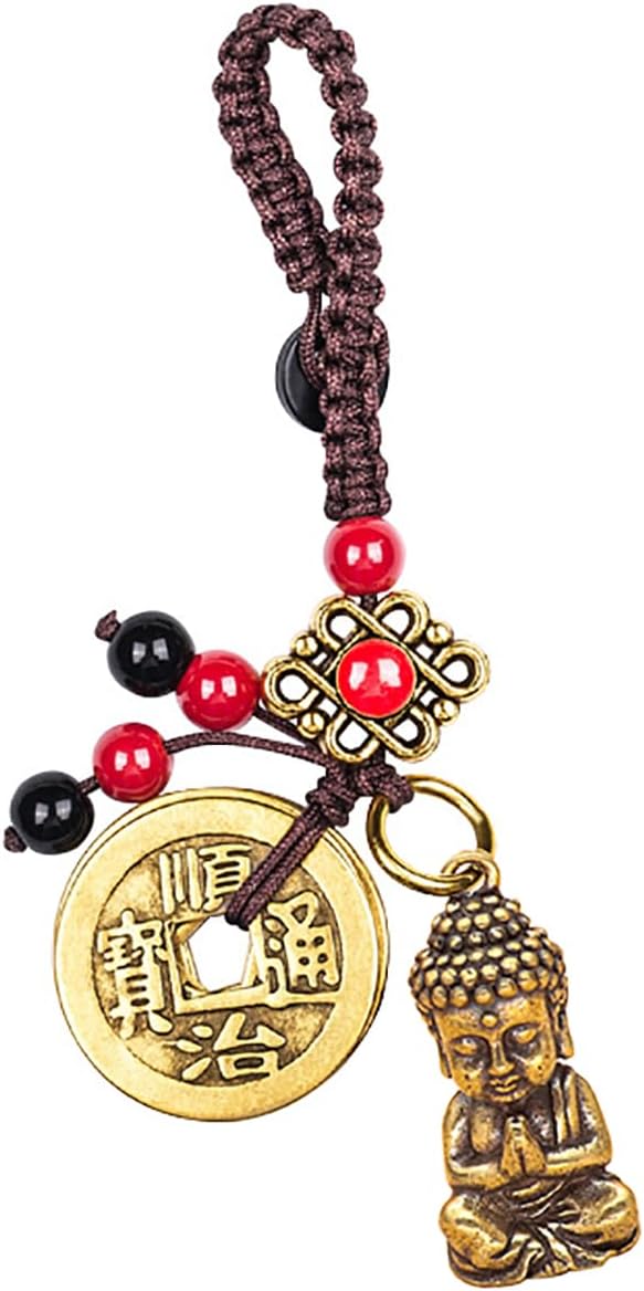 Amazon.com: Mansiyuyee Brass Sakyamuni Buddha Keychain with Feng Shui ...