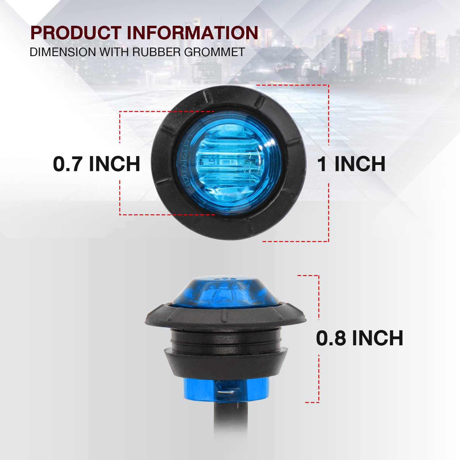 Snapklik.com : TMH 100 Pcs 3/4 Inch Round 3 LED Side Marker Indicator ...