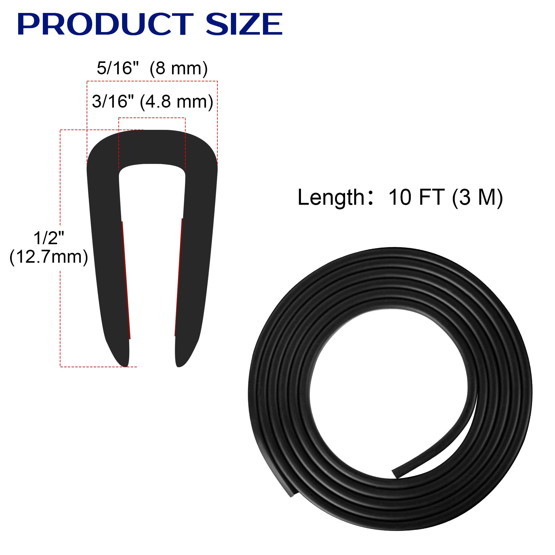 Snapklik.com : Rubber Edge Trim U Channel Edge Trim Sheet Metal Edge ...