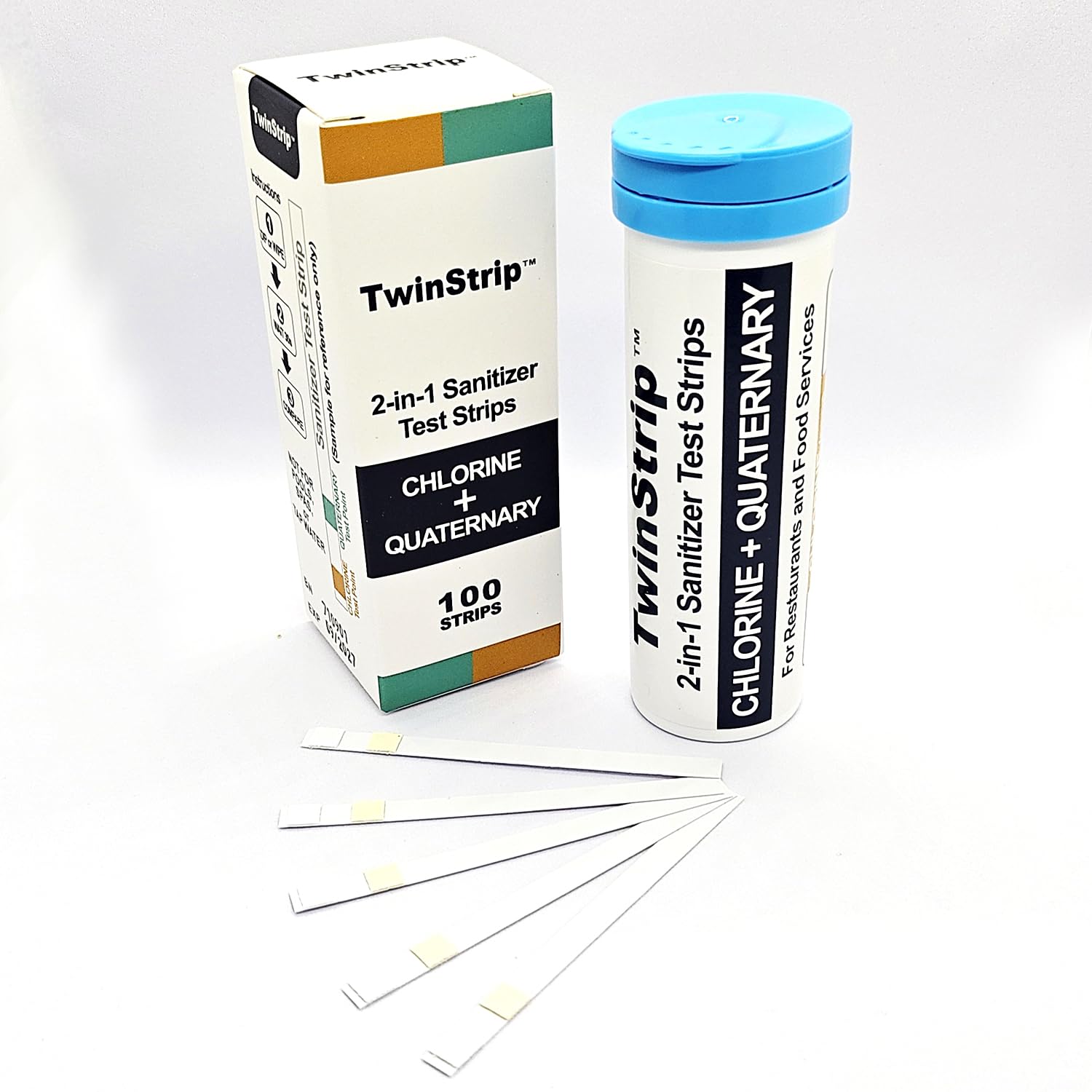 TwinStrip™ 2-in-1 Single Strip, Quat & Chlorine Sanitizer Test Strips ...