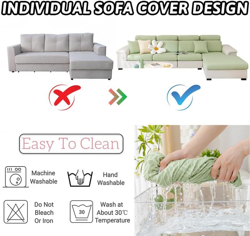 LUYLOM Magic Sofa Covers, 360 Stretch Anti Slip Jacquard Fabric ...