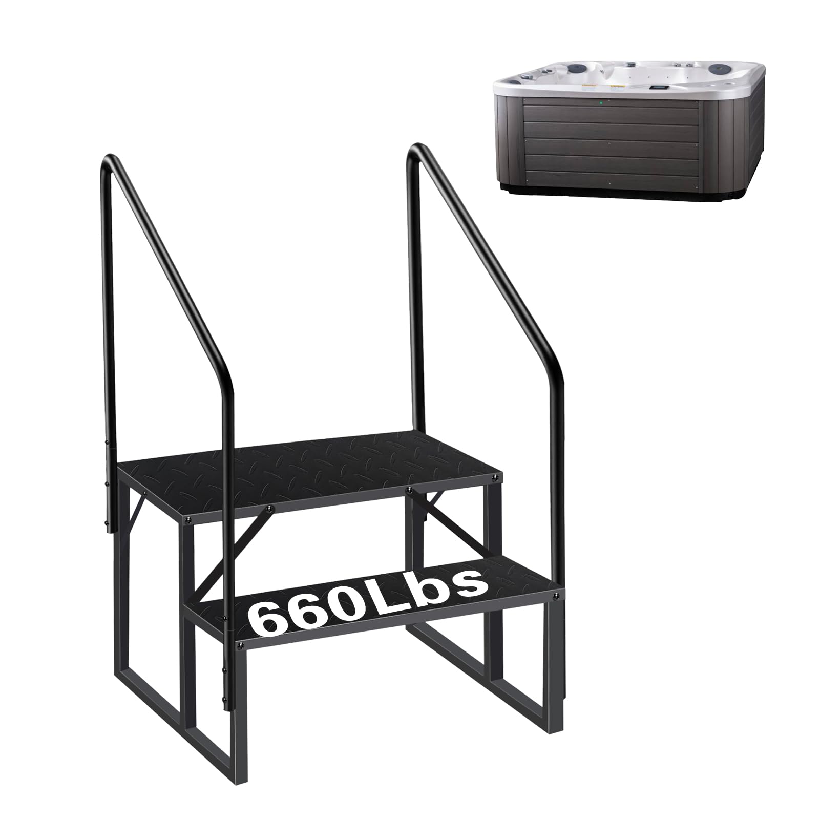 Amazon.com: Hot Tub Steps with Handrail, 2 Step Ladder Pool Ladder ...