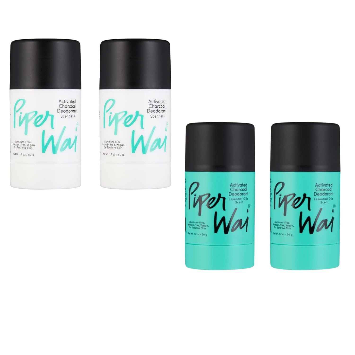 Amazon.com : PiperWai Natural Deodorant w/Activated Charcoal, Odor ...