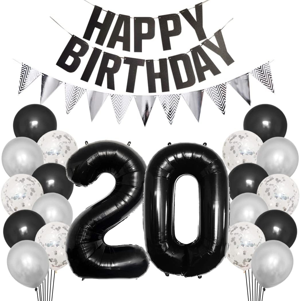 Amazon.com: Borsgye 20th Birthday Party Decorations Set for Girl Boy ...