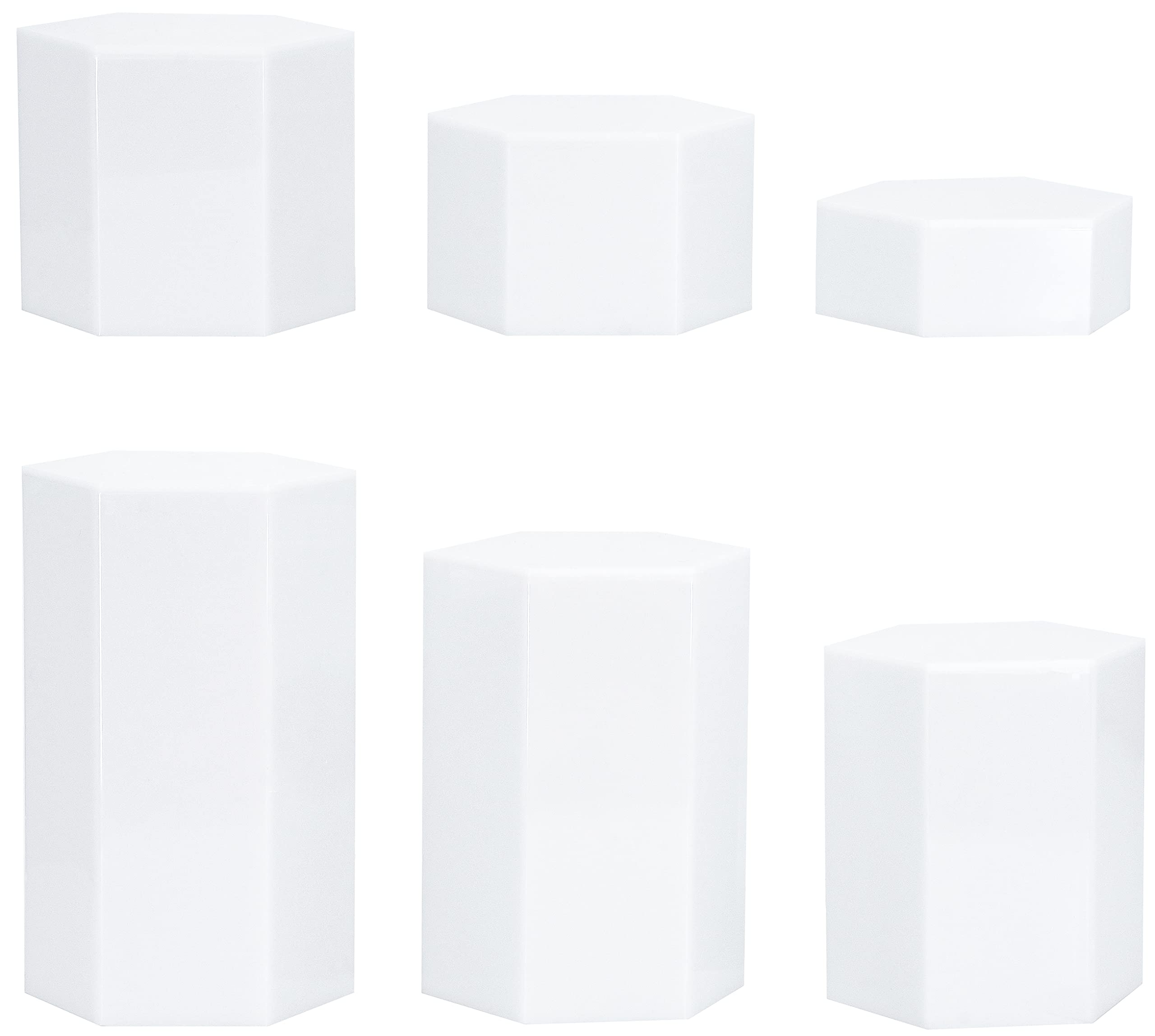 Red Co. Glossy White Hexagonal Acrylic Jewelry Figure Showcase Display ...