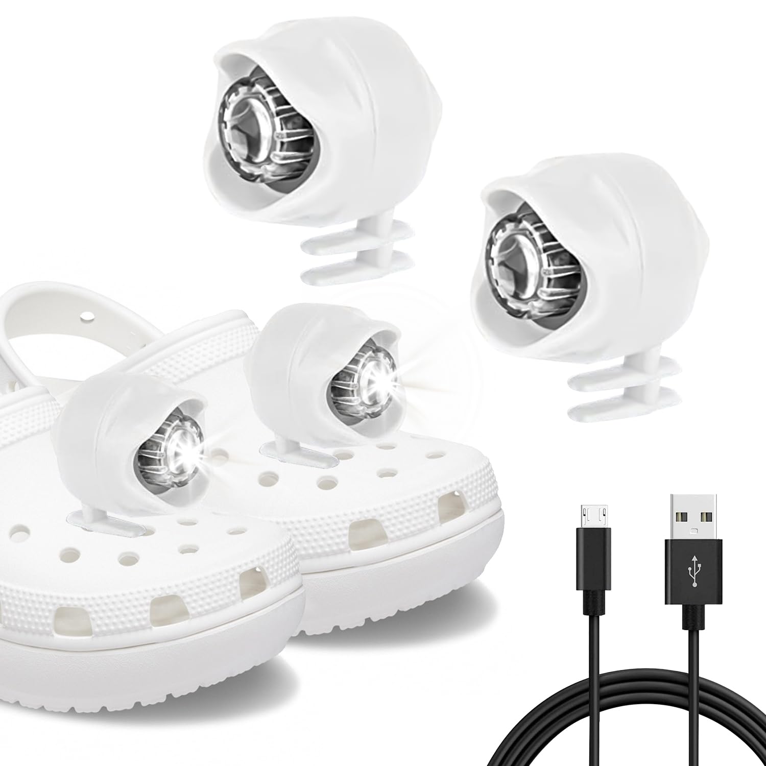 ePicsoa 2 Pcs Shoe Lights, Rechargeable Headlights for Croc Shoes ...