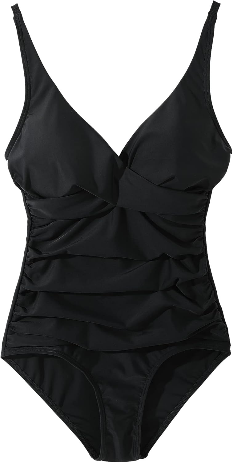 Lotubudd One Piece Swimsuit for Women Tummy Control Sexy Retro V Neck ...